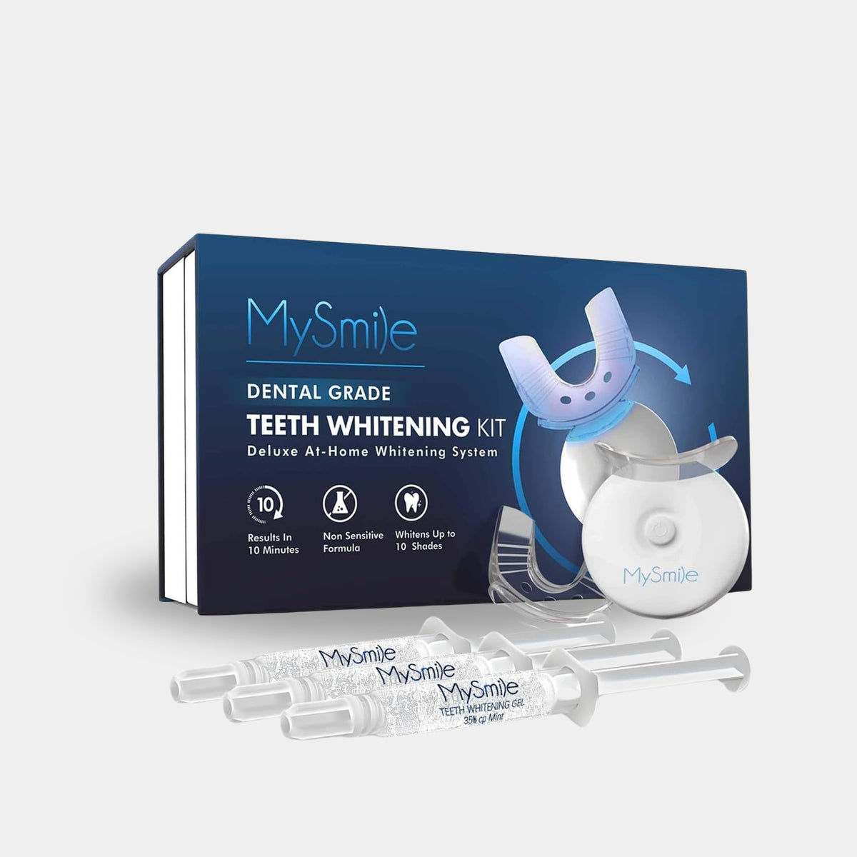 MySmile® Teeth Whitening Kit with 5X LED Light, 18% CP Gel, Gel Tips