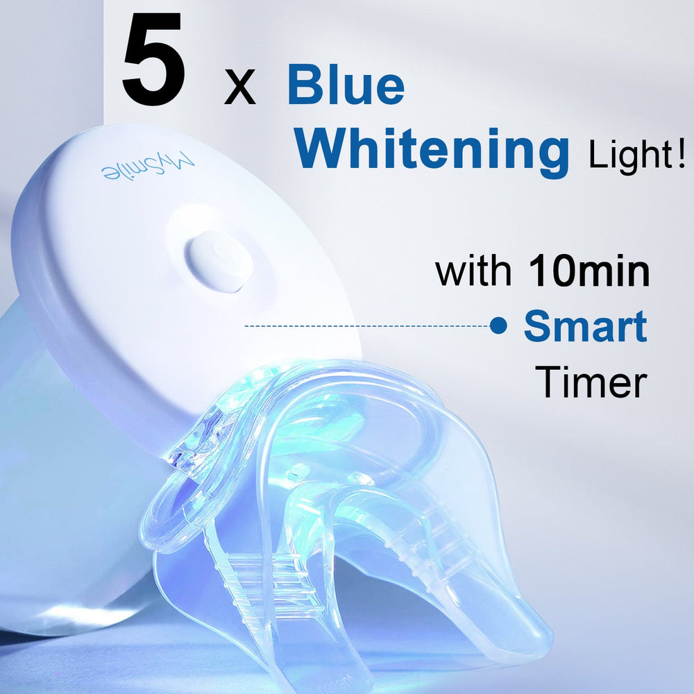 MySmile® Teeth Whitening Kit with 5X LED Light, 18% CP Gel, Gel Tips